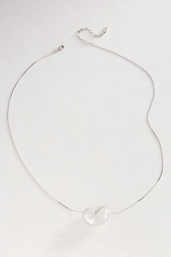 Anthropologie Metal Bean Pendant Necklace - Silver