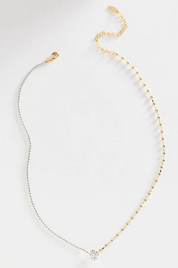 Anthropologie Crystal Tennis Necklace - Mixed Metal