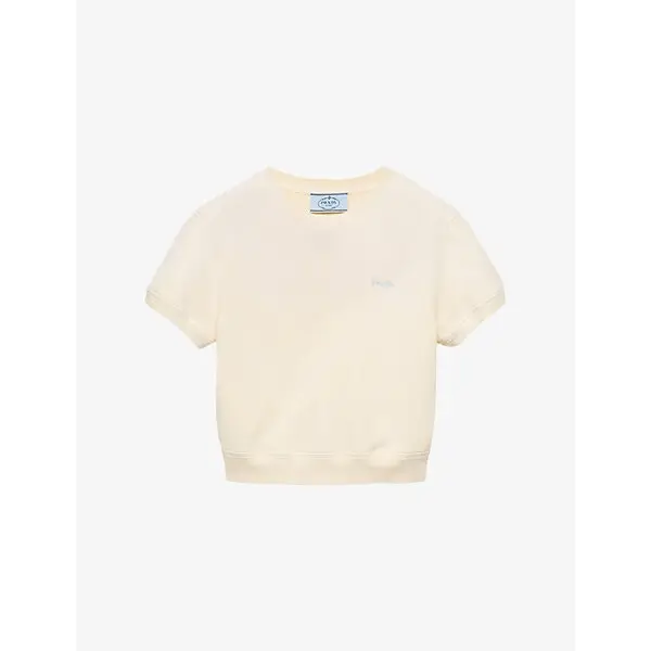 Prada Round-neck Cotton-fleece T-shirt - Yellow