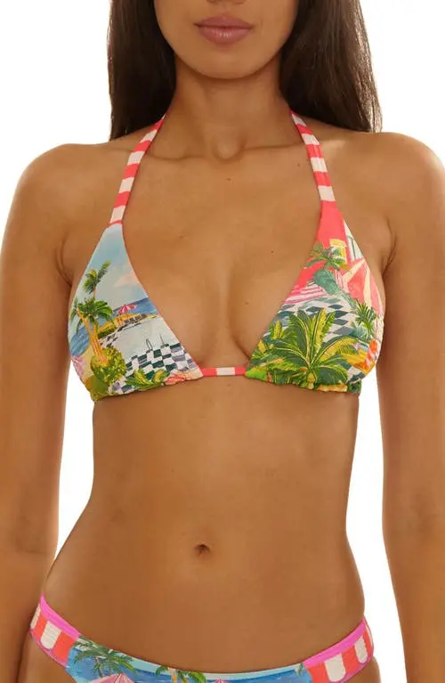 BECCA By Rebecca Virtue Miami Beach Reversible Triangle Bikini Top - Coral Multi