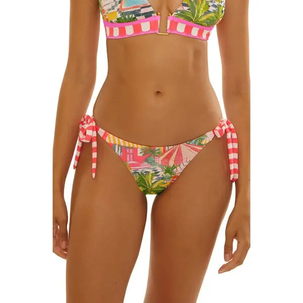 BECCA By Rebecca Virtue Miami Beach Side Tie Bikini Bottoms - Coral Multi
