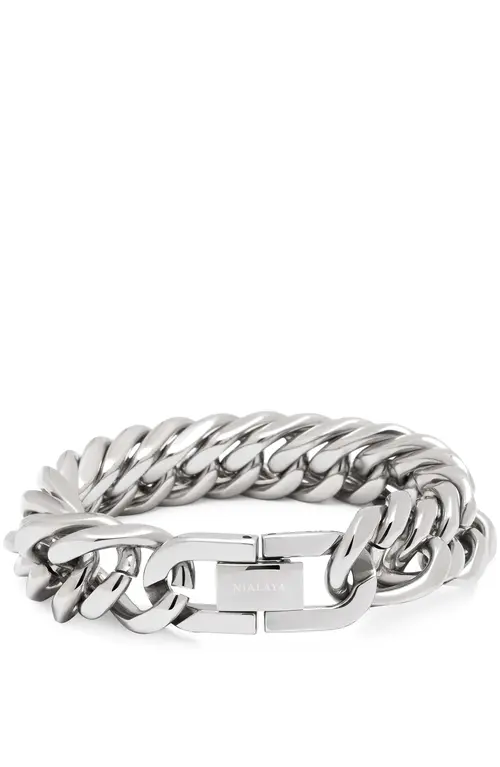 NIALAYA JEWELRY Chunky Cuban Chain Bracelet - Silver
