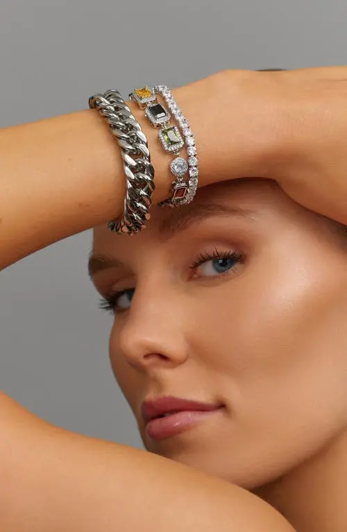NIALAYA JEWELRY Chunky Cuban Chain Bracelet - Silver