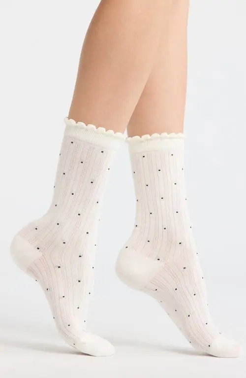 CASA CLARA Martinique Polka Dot Crew Socks - White