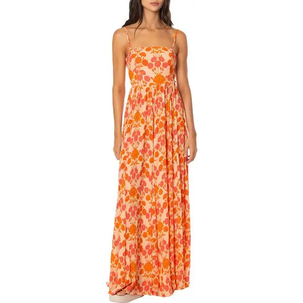MAAJI Primavera Lace-up Back Maxi Sundress - Open Pink