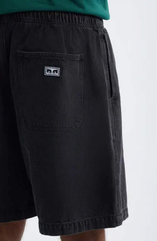 Obey Relaxed Denim Shorts - Washed Black