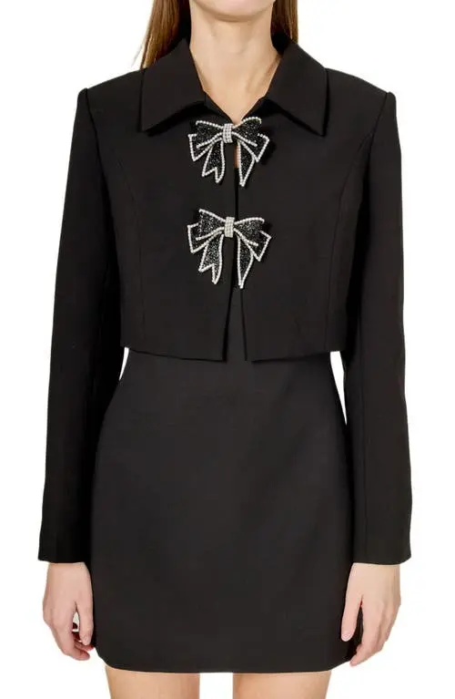 Endless Rose Rhinestone Bow Cropped Jacket