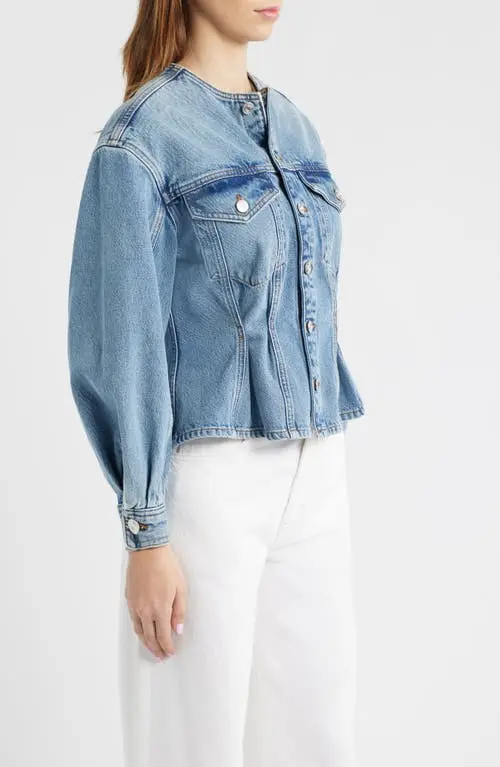 FRAME The Nipped Collarless Denim Jacket