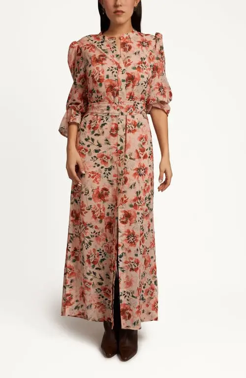 Sam Edelman Floral Print Maxi Dress - Almond Watercolor Floral