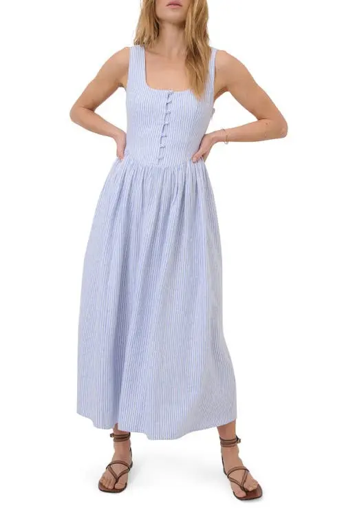 NOBODY'S CHILD Cora Pinstripe A-line Midi Dress