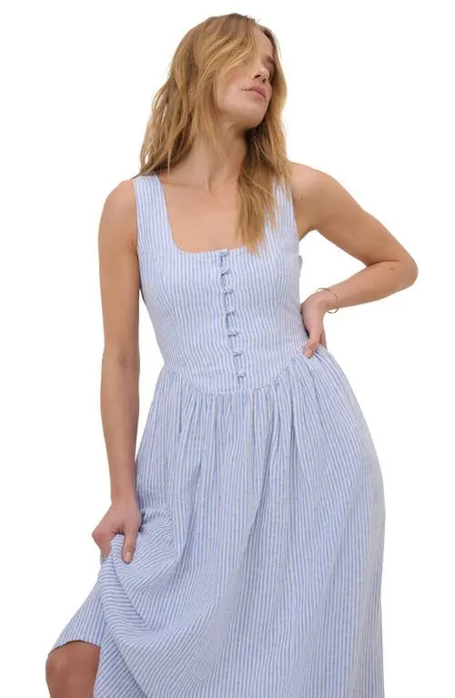 NOBODY'S CHILD Cora Pinstripe A-line Midi Dress