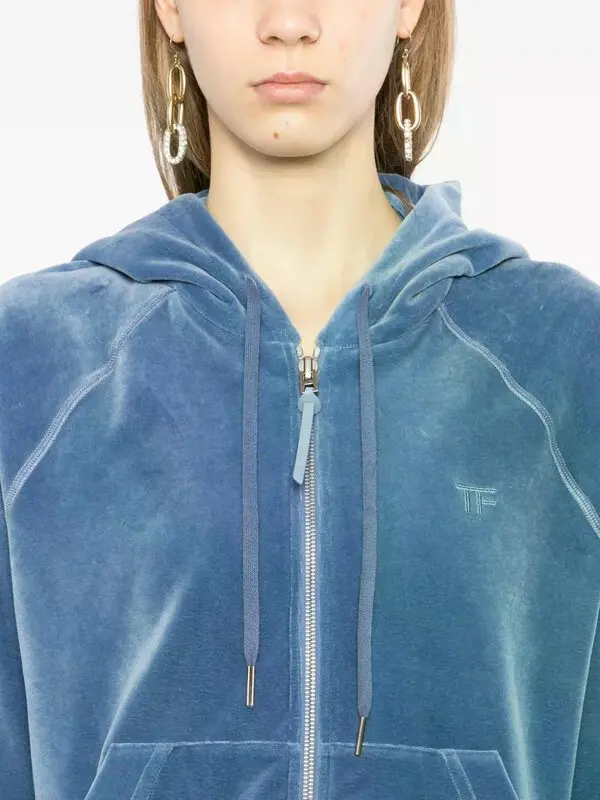 TOM FORD Hooded Zip Jacket - Blue