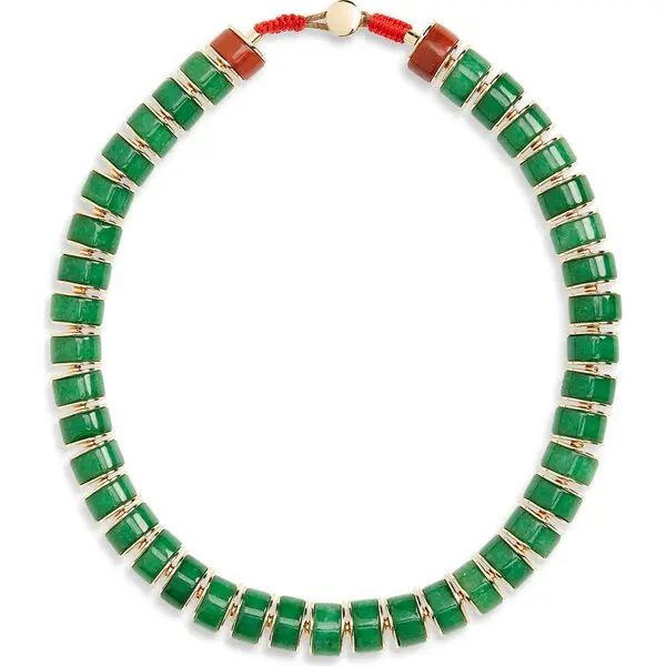 ROXANNE ASSOULIN Semiprecious Stone Beaded Necklace - Gold/green Jade
