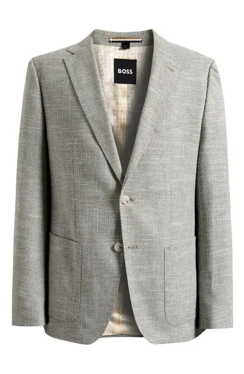 BOSS Hutson Slim Fit Grey Mélange Slub Cotton Blend Sport Coat - Green