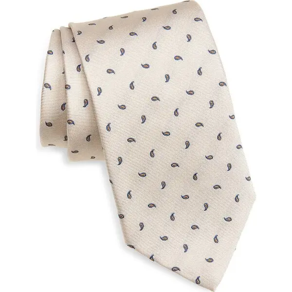 BOSS Paisley Silk Jacquard Tie - White