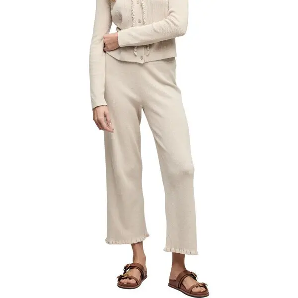 Barefoot Dreams Cozychic Ultra Lite Ruffle Hem Rib Ankle Pants - Stone