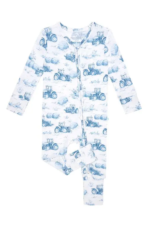 POSH PEANUT Printed Fitted Convertible One-piece Pajamas - Dark Blue