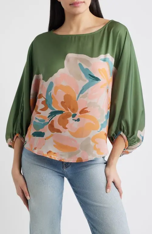 Wit & Wisdom Placement Print Peasant Top