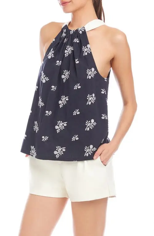 Fifteen Twenty Sicilie Floral Embroidered Halter Top
