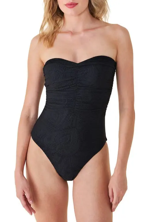 ANDIE Pana Strapless One-piece Swimsuit - Black Paisley