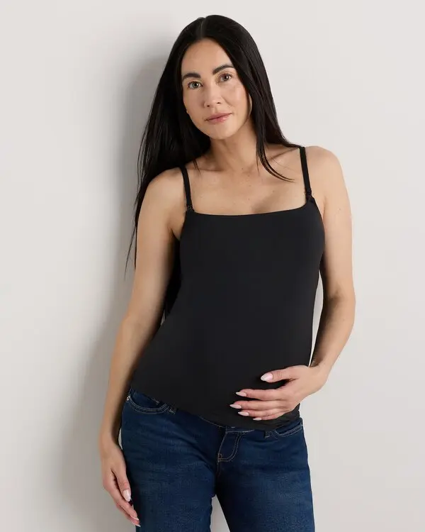 Quince Second Skin Nursing Tank Top - Black