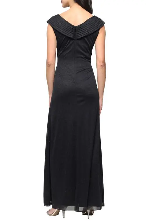 Alex Evenings Glitter Mesh Gown - Black