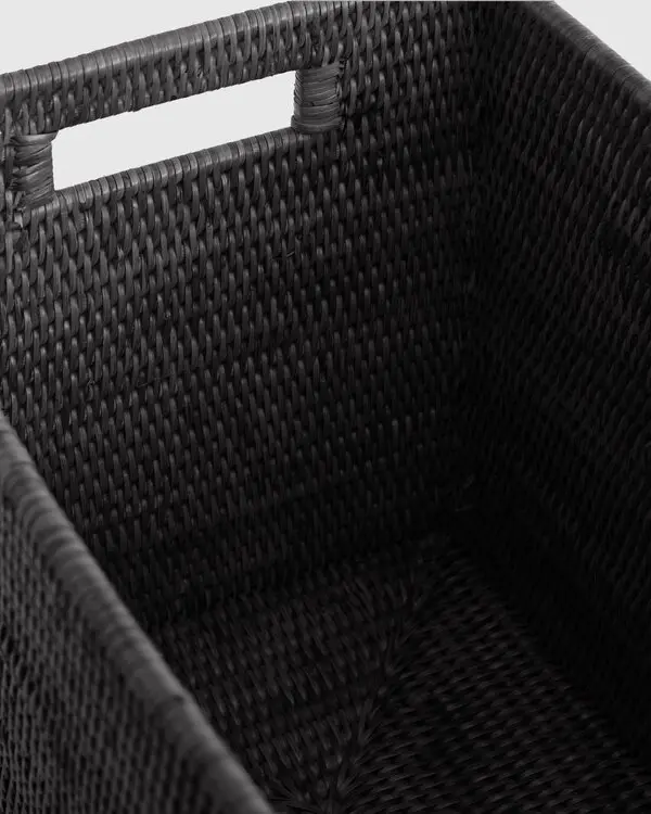 Quince Handwoven Rattan Storage Box With Lid - Black