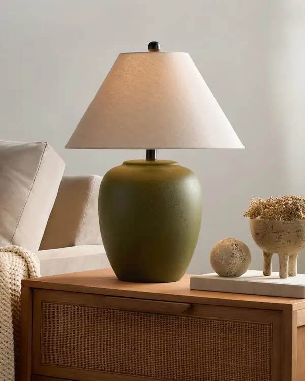 Quince Heritage Ceramic Table Lamp - Olive