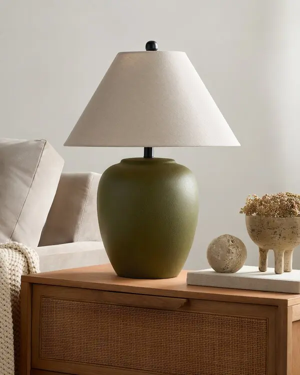 Quince Heritage Ceramic Table Lamp - Olive