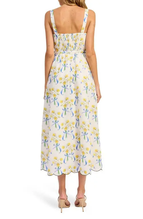 EN SAISON Audery Floral Belted Maxi Dress - White Yellow Blue | Editorialist