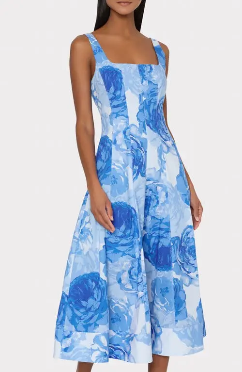 MILLY Nia Print Sleeveless Midi Dress
