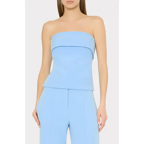 MILLY Nash Cady High Waist Wide Leg Pants - Light Blue