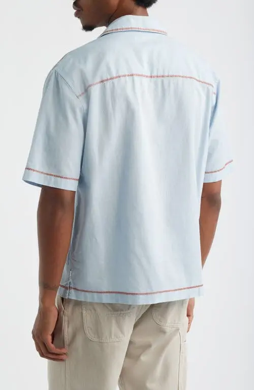 WAX LONDON Keats Embroidered Short Sleeve Button-up Shirt