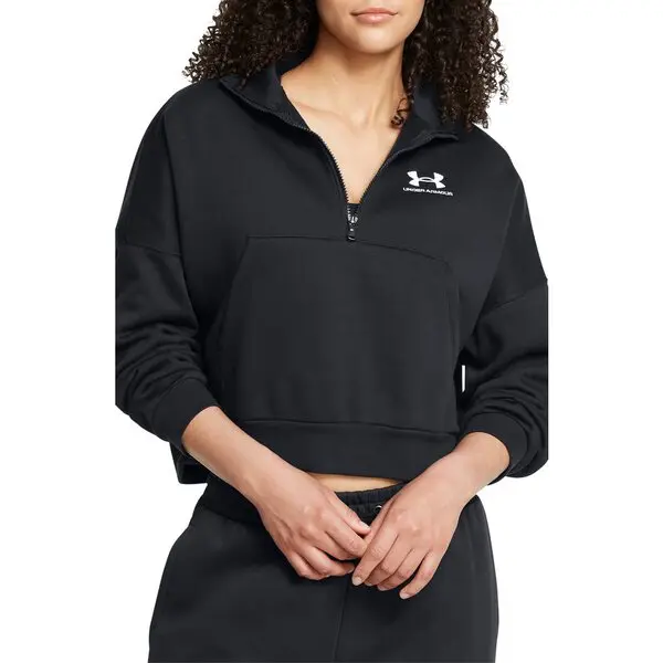 Under Armour Icon Fleece Half Zip Pullover - Black//white