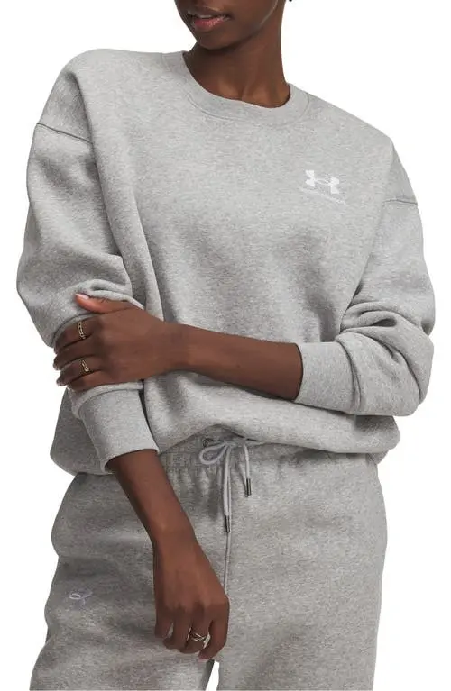 Under Armour Icon Fleece Crewneck Sweatshirt - Gray Light Heather//white