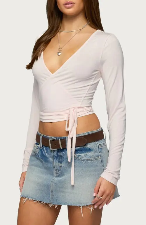 EDIKTED Malenna Wrap Crop Top - Light-pink