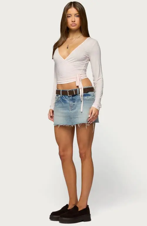 EDIKTED Malenna Wrap Crop Top - Light-pink
