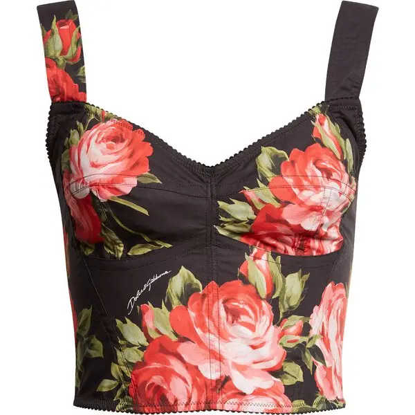 Dolce & Gabbana Rose Bouquet Bustier Top - Bouquet Rose F.nero