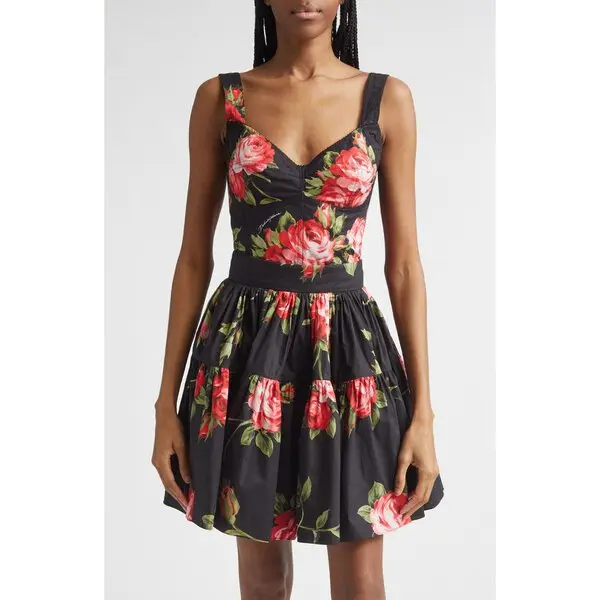 Dolce & Gabbana Rose Bouquet Bustier Top - Bouquet Rose F.nero