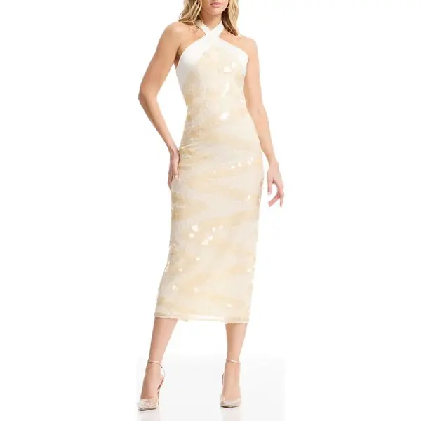 Dress The Population Amani Embellished Halter Cocktail Dress