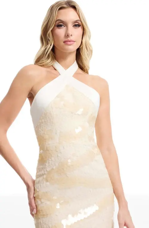 Dress The Population Amani Embellished Halter Cocktail Dress