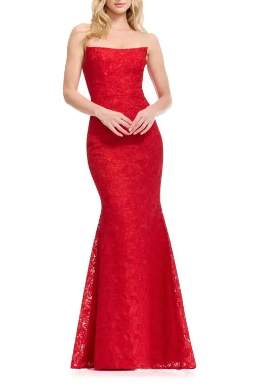 Dress The Population Murphy Strapless Gown - Rouge