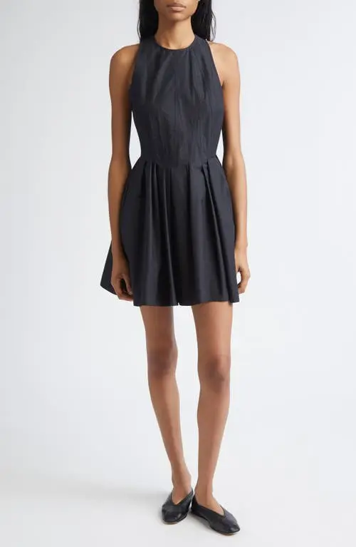 Sportmax Ara Pleated Cotton Poplin Minidress - Black