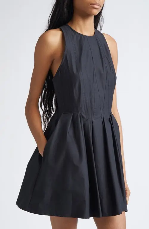 Sportmax Ara Pleated Cotton Poplin Minidress - Black