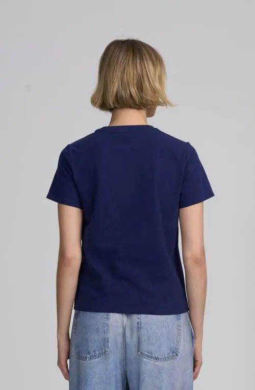 ELLE COLLECTION Logo Appliqué Tee - Navy
