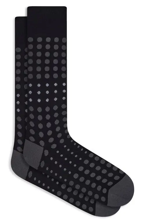 Bugatchi Polka Dot Mercerized Cotton Blend Dress Socks - Black