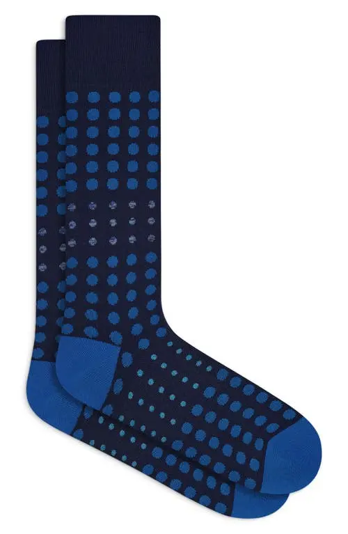 Bugatchi Polka Dot Mercerized Cotton Blend Dress Socks - Navy