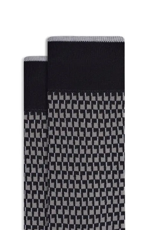 Bugatchi Check Mercerized Cotton Blend Dress Socks