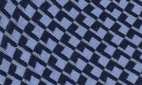Bugatchi Check Mercerized Cotton Blend Dress Socks - Navy