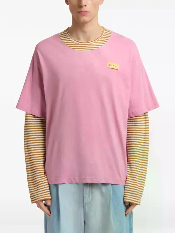 Marni Layered Cotton T-shirt - Pink